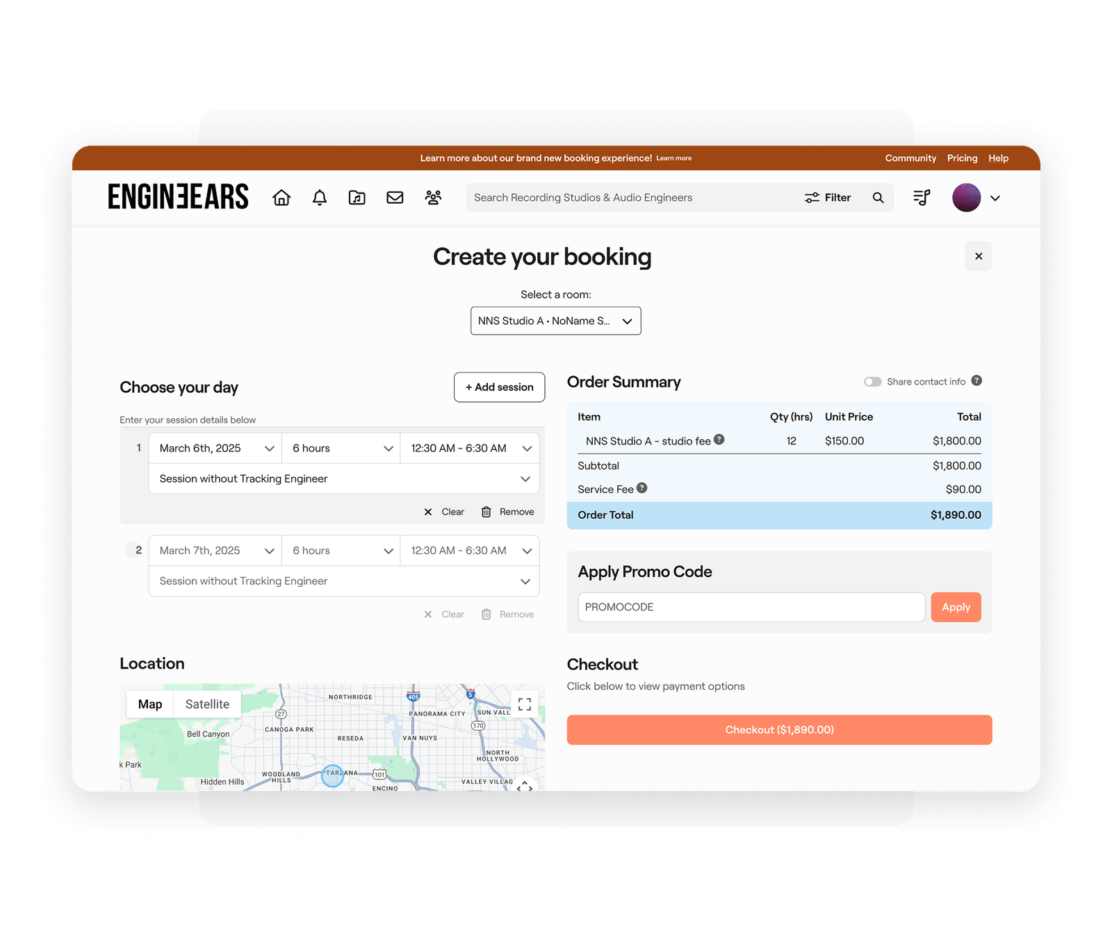 Booking Studio Sessions